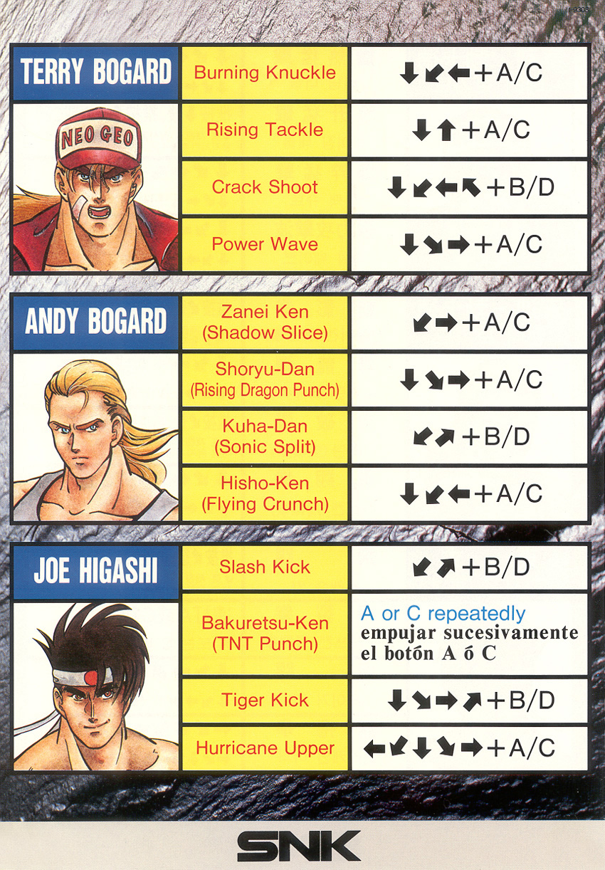 Fatal Fury Special Art Gallery Movelist How To Play